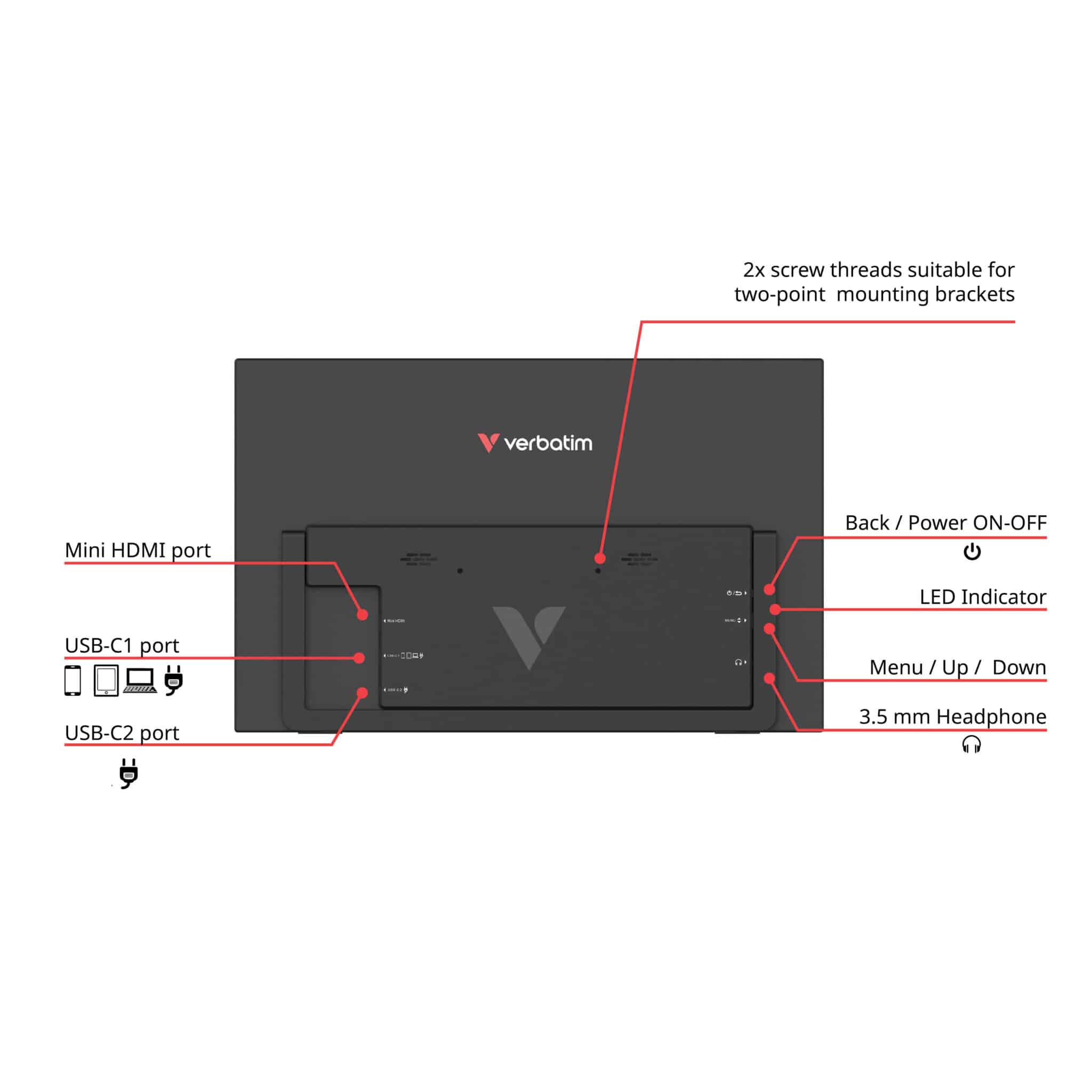 Portable Touchscreen Monitors - Light Series | Verbatim